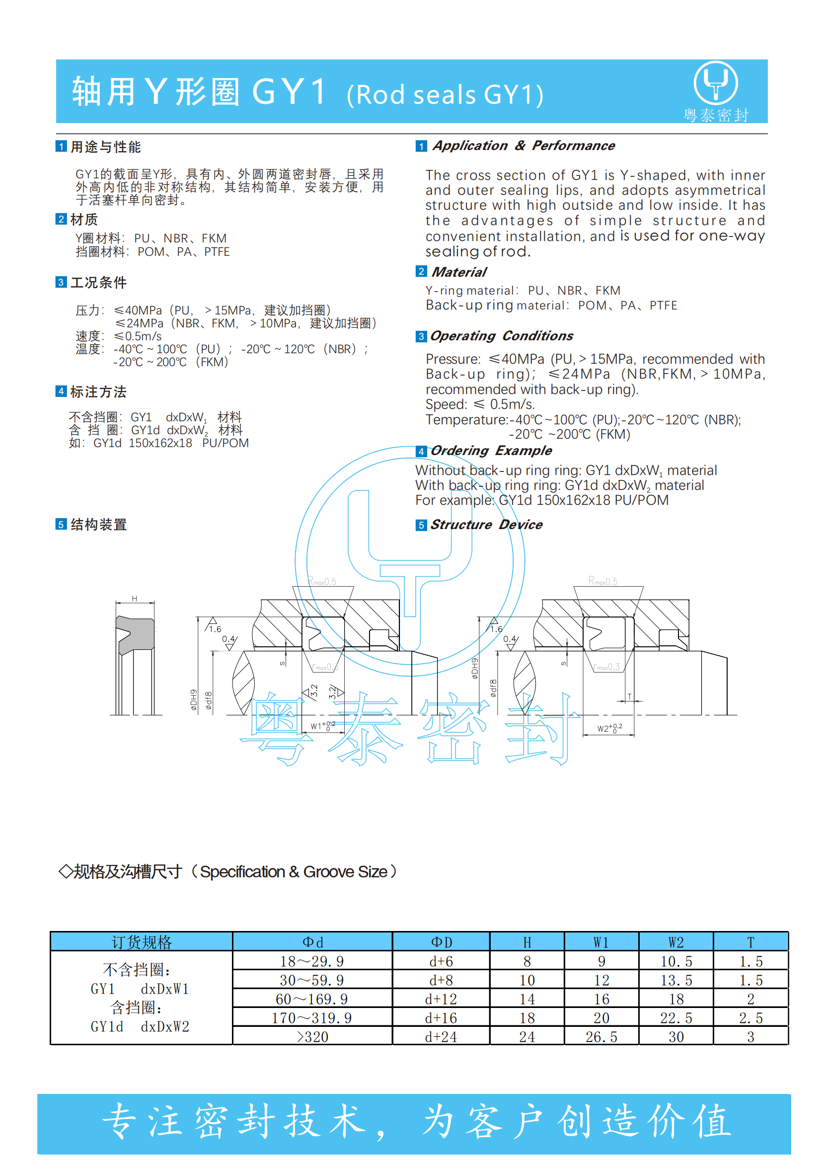 轴用Y形圈 GY1 - 广州粤泰密封科技有限公司